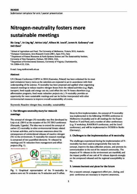 Nitrogen-neutrality fosters more sustainable meetings | 8th Global ...