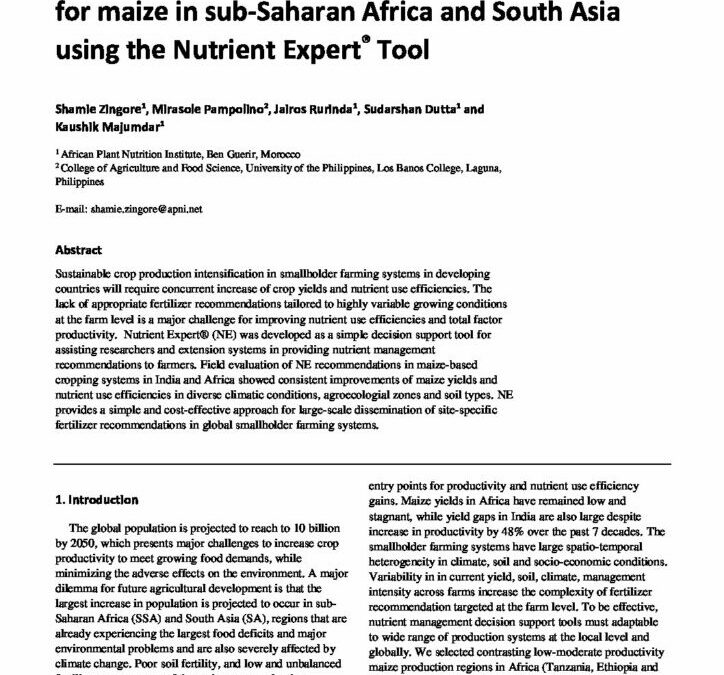 Improving nutrient management recommendation for maize in sub-Saharan ...