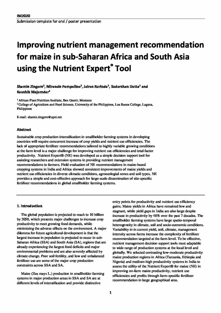 Improving nutrient management recommendation for maize in sub-Saharan ...