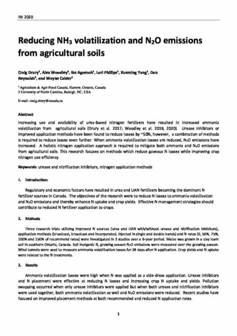 Reducing NH3 volatilization and N2O emissions from agricultural soils ...