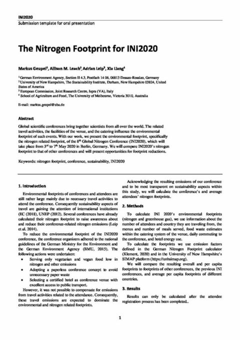 The Nitrogen Footprint for INI2020 | 8th Global Nitrogen Conference ...