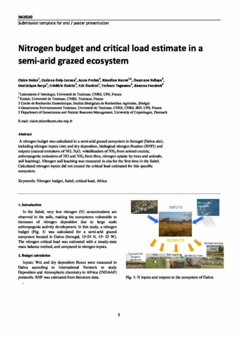 Nitrogen budget and critical load estimate in a semi-arid grazed ...