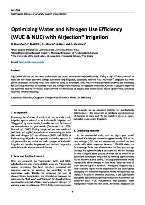 Optimizing Water and Nitrogen Use Efficiency (WUE & NUE) with Airjection® Irrigation | 8th ...